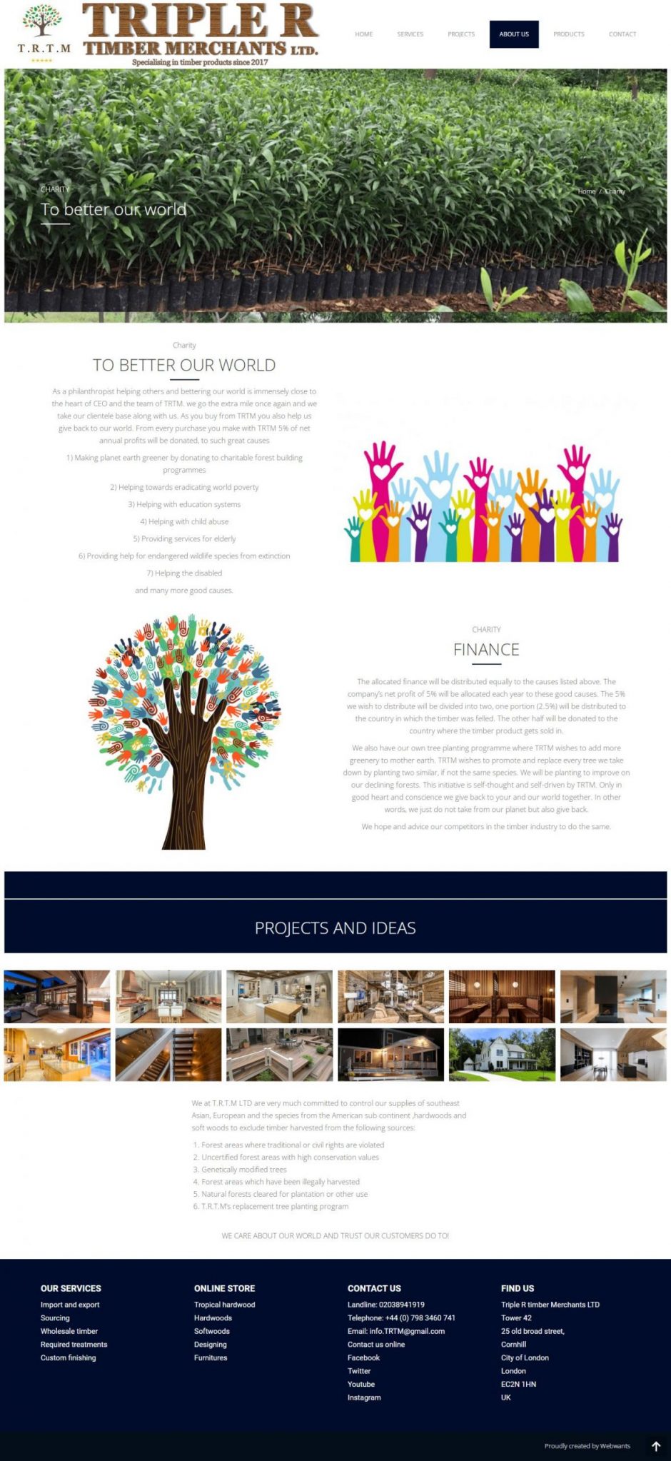 Help with planting trees - 8 page website design london - Web wants